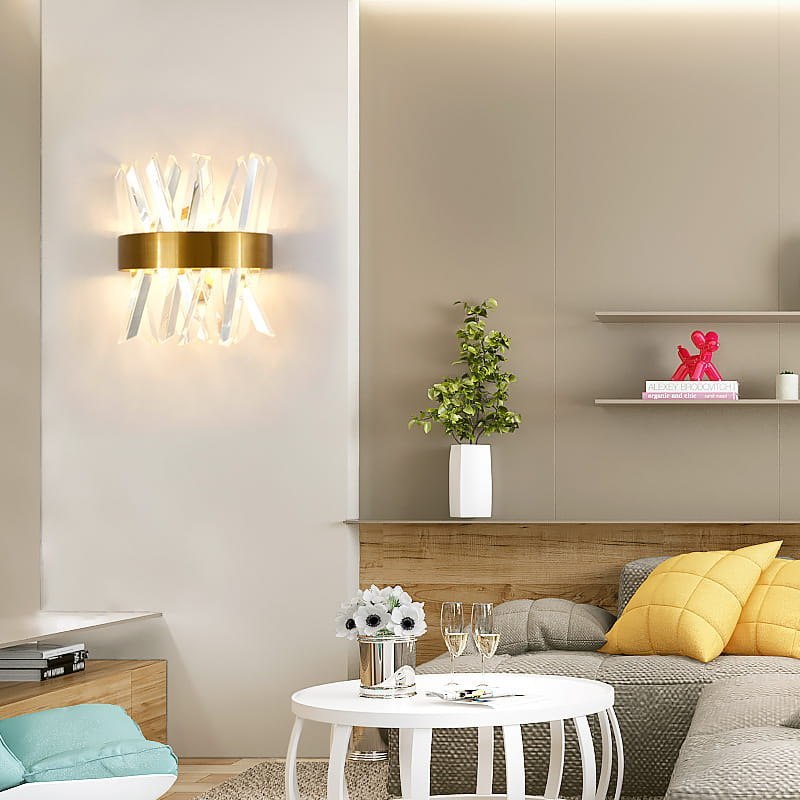 Monte Carlo ZŁOTY KINKIET z pięknymi kryształami 25x30cm Crystal GOLD ...